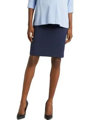 MARION Knee Length Maternity Pencil Skirt - Navy