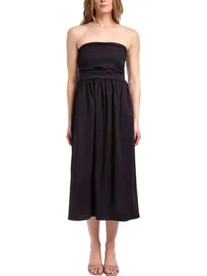 CAPSULE 132 Ruched Drape Dress Black