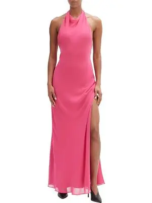 Bardot Similina Halter Evening Dress - Hot Pink