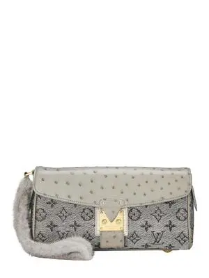 LOUIS VUITTON Monogram Canvas & Ostrich Comedie Manege - Grey