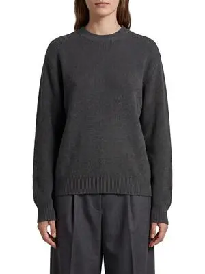 GOLDEN GOOSE Relaxed Fit Cotton-blend Crewneck Jumper With Rear Logo - Grey