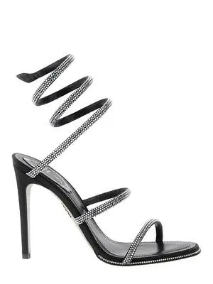Rene Caovilla Cleo Crystal-embellished Spiral Strap High-heeled Sandals - Black