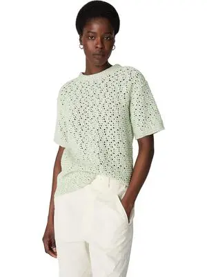 BOTTEGA  VENETA Cotton Crochet Knit T-shirt - Glacier