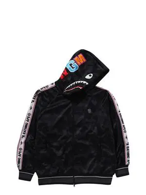 A BATHING APE Solid Camo Relaxed Fit Shark Full Zip Hoodie - Black
