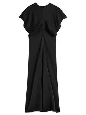 TOTEME Slouch Waist Short-Sleeve Ankle Dress Black