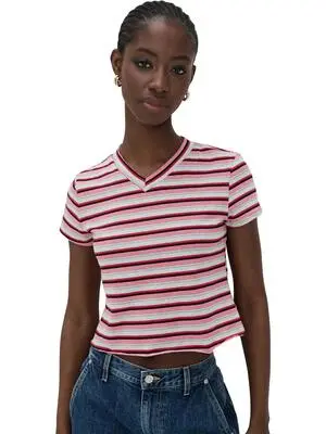 Lioness North Light Striped Tee - Crimson Stripe
