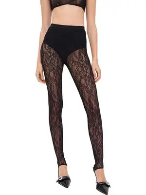 Wardrobe.NYC Lace Stirrup Leggings - Black
