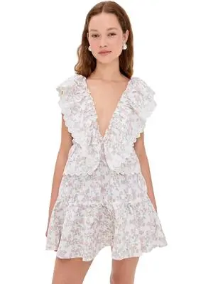 Coperni Twisted Princess Mini Dress - Print Flowers White