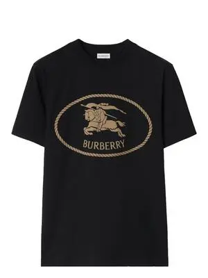 Burberry Knight Stamp Cotton T-shirt - Black