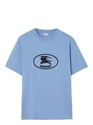 Burberry Knight Stamp Cotton T-shirt Cornflower Blue