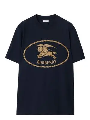 Burberry Knight Stamp Cotton T-shirt Navy