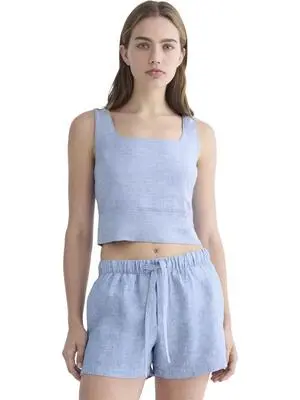 Everlane Stretch Linen Square Tank Top - Chambray