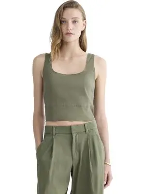 Everlane Stretch Linen Square Tank Top - Lichen Green