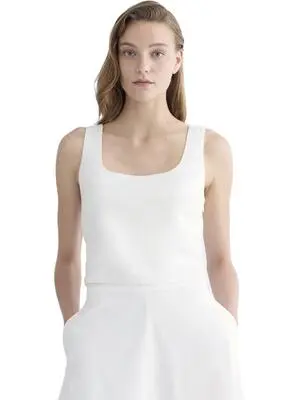 Everlane Stretch Linen Square Tank Top - White