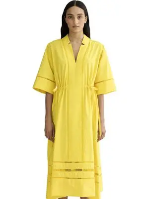 Everlane Lace Trim Caftan Midi Dress High Visibility Yellow