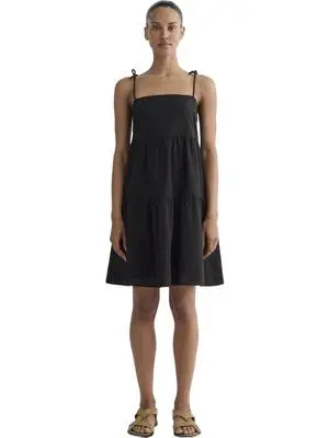 Everlane Gauze Tiered Mini Dress - Black