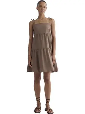 Everlane Gauze Mini Tiered Dress - Mocha