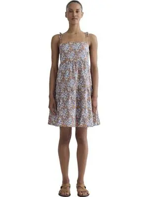 Everlane Gauze Mini Tiered Dress - Soft Cobalt Floral
