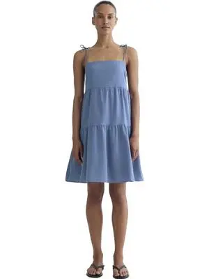 Everlane Gauze Mini Tiered Dress - Soft Cobalt