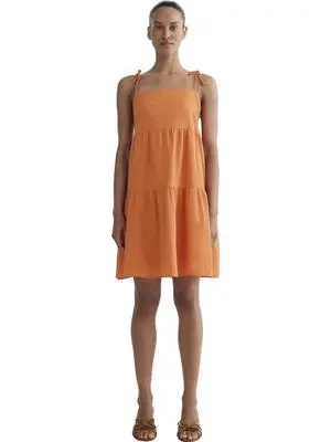Everlane Gauze Mini Tiered Dress - Soft Orange