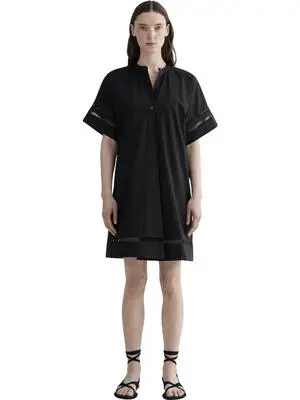 Everlane Lace Trim Popover Dress - Black