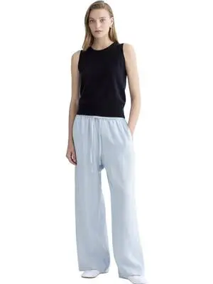 Everlane Linen Drawstring Pants - Sky Blue / White