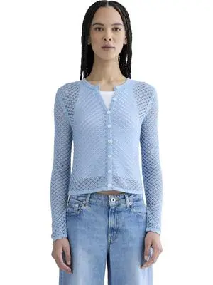 Everlane Lace Knit Cardigan - Sky Blue