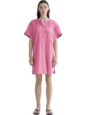 Everlane Linen Popover Mini Dress - Deep Pink