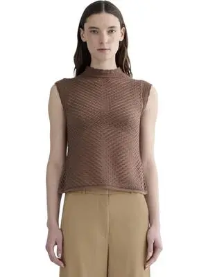 Everlane Lace Knit Tank Top - Mocha
