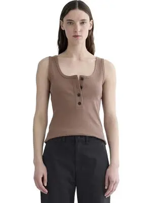 Everlane Henley Tank Top - Mocha
