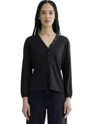 Everlane Air V-neck Henley - Black