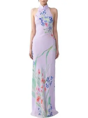 SAU LEE Gillian Halter Gown - Lavender Multi