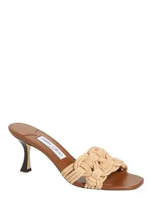 JIMMY CHOO Chara Raffia Sandal - Tan/ Natural