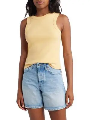 Topshop Rib Racerback Tank - Yellow
