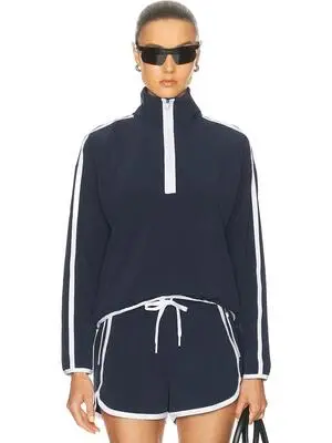 Beyond Yoga The Course Contrast Half Zip Jacket - Nocturnal Navy