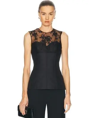 Alexander McQueen Lace Ottoman Corset Top - Black