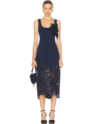 Oscar De La Renta Long Knit Dress - Navy