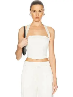 Fleur Du Mal Satin Halter Corset Top - Vanilla