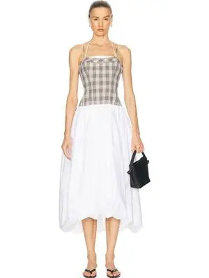 Simkhai Pfeiffer Bustier Midi Dress - Midnight Gingham