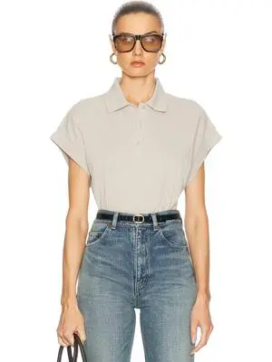 Saint Laurent Short Sleeve Polo Top Marble