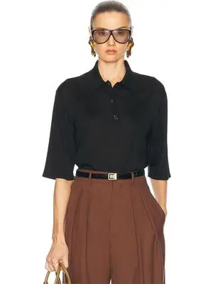 Saint Laurent Short Sleeve Polo Top Noir