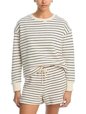 PERFECTWHITETEE French Terry Stripe Pullover Sweatshirt - Navy/natural Stripe