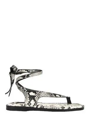 A.emery Heidi Snake-embossed Leather Ankle Tie Sandal - Eggshell Snake