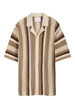 RAITH Dellamore Striped Open-knit Shirt - Beige