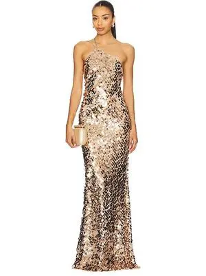 THE SEI Paillette One Shoulder Gown - Rose Gold