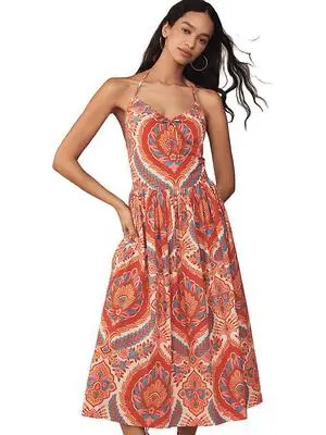 Love The Label Rita Halter A-line Midi Dress - Orange