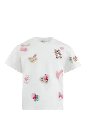 LOLA + THE BOYS Embroidered Patch T-shirt - White