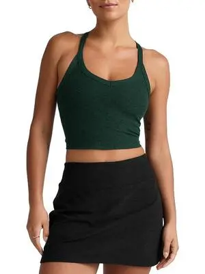 Beyond Yoga Space Dye On The Up Crop Tank - Dark Spruce Green Heather