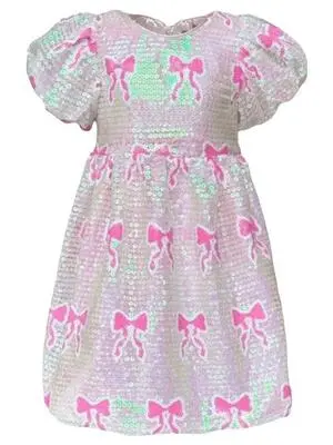 LOLA + THE BOYS Sequin Bow Dress - Pink