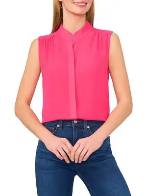 CECE DUPRAZ Sleeveless Mandarin Collar Button-up Shirt - Magenta